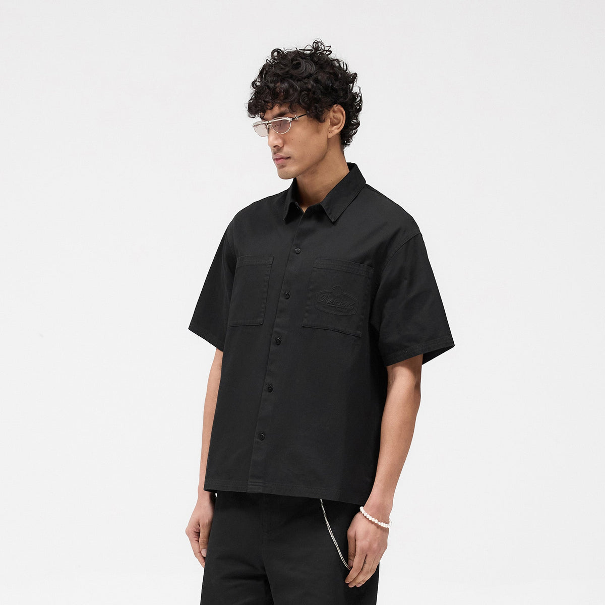 Short Sleeve Cotton Overshirt - Washed Black | REPRESENT