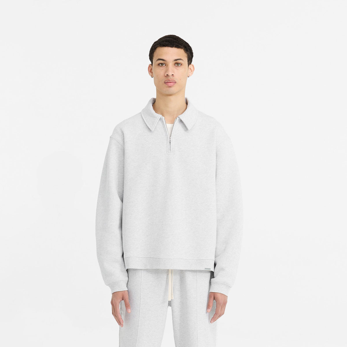 Initial Boxy Quarter Zip - Ice Grey Marl | REPRESENT