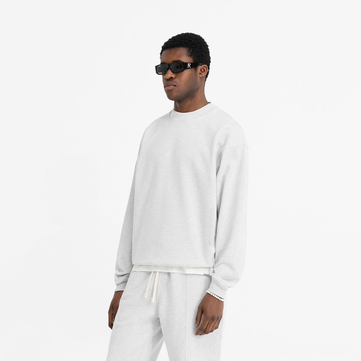 Initial Oversized Sweater - Ice Grey Marl | REPRESENT